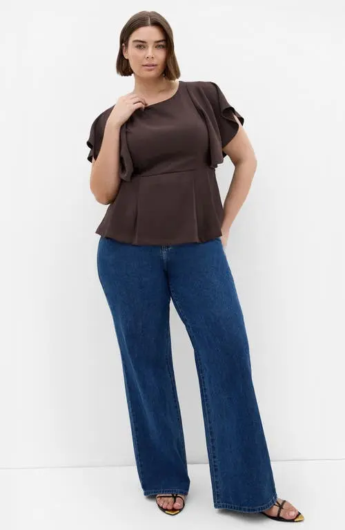 City Chic Flutter Sleeve Peplum Top