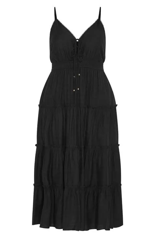 City Chic Aiza Midi Sundress With Tiered Skirt