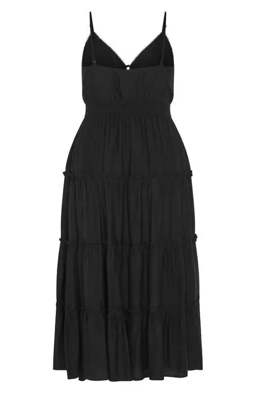 City Chic Aiza Midi Sundress With Tiered Skirt