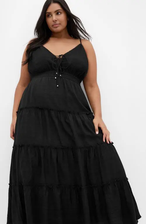 City Chic Aiza Midi Sundress With Tiered Skirt