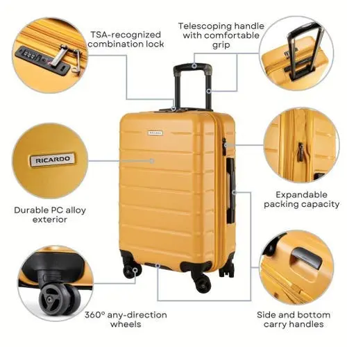 RICARDO BEVERLY HILLS Cambria 24-inch Hardside Checked Suitcase - Mango Tango