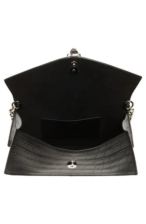 Alexander McQueen Mini Skull Croc Embossed Leather Crossbody Bag