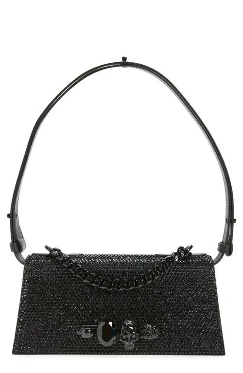 Alexander McQueen Mini Jeweled Shoulder Bag With Knuckle Hardware - Black