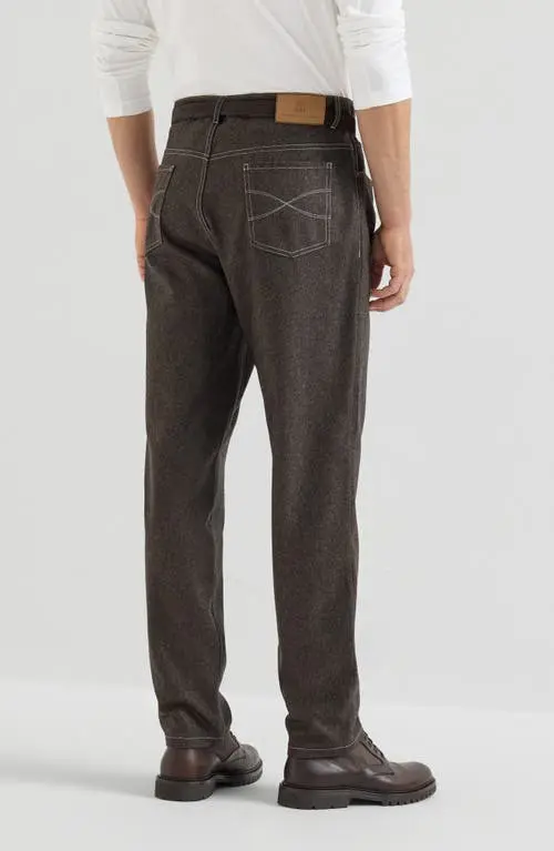Brunello Cucinelli Virgin Wool Flannel Five-pocket Trousers - Grey