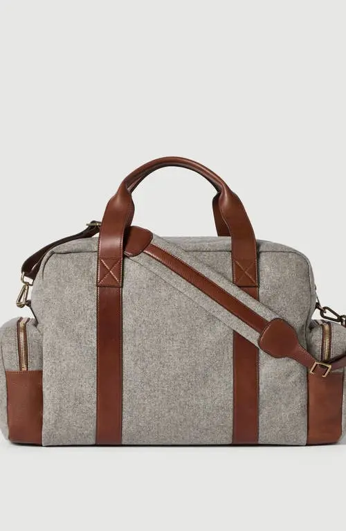 Brunello Cucinelli Virgin Wool, Alpaca, And Cashmere Flannel Leisure Bag With Grained Calfskin Inserts