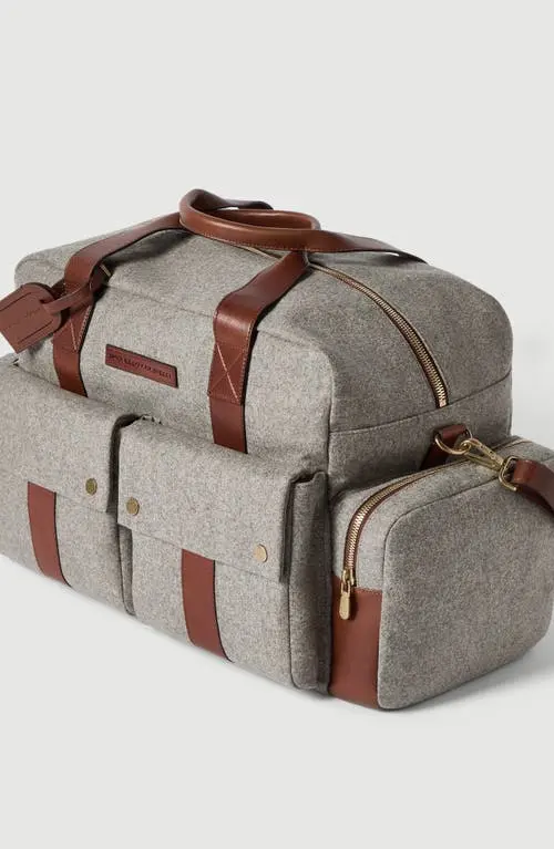 Brunello Cucinelli Virgin Wool, Alpaca, And Cashmere Flannel Leisure Bag With Grained Calfskin Inserts