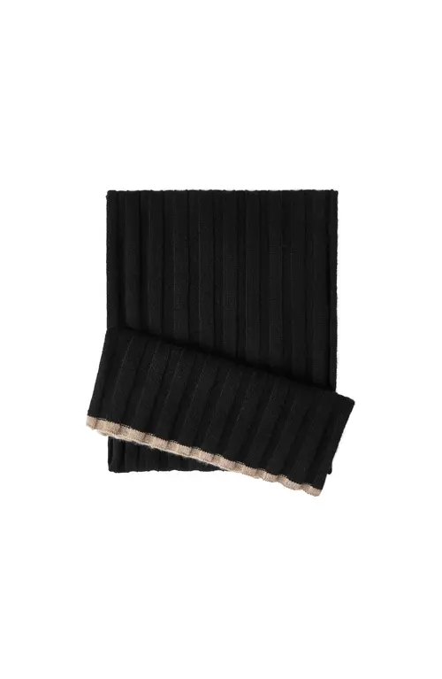 Brunello Cucinelli Cashmere Rib Knit Scarf - Black