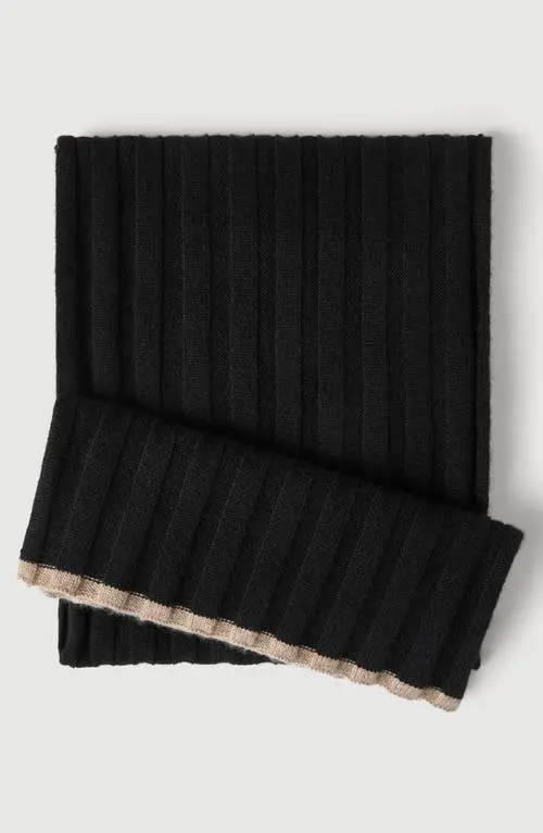 Brunello Cucinelli Cashmere Rib Knit Scarf - Black