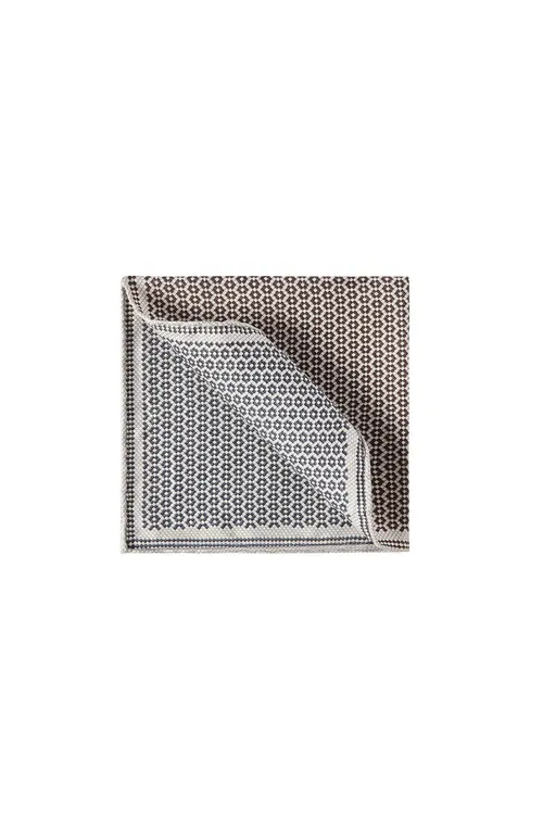 Brunello Cucinelli Silk Geometric Pattern Pocket Square - Brown