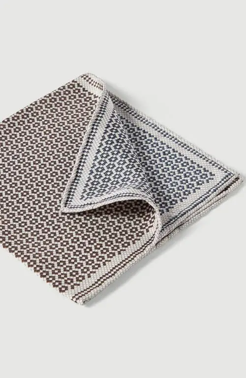 Brunello Cucinelli Silk Geometric Pattern Pocket Square - Brown