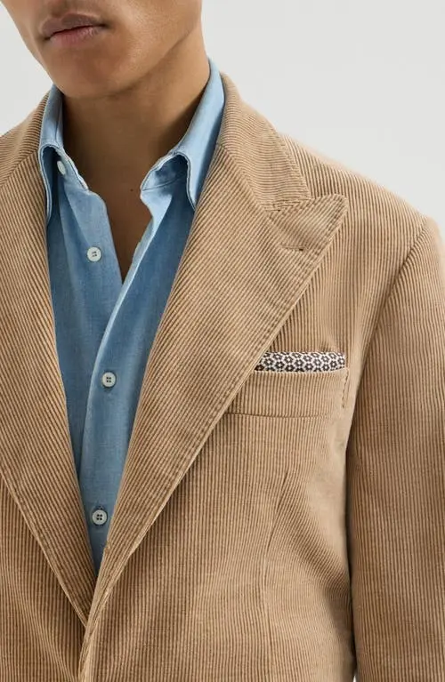 Brunello Cucinelli Silk Geometric Pattern Pocket Square - Brown