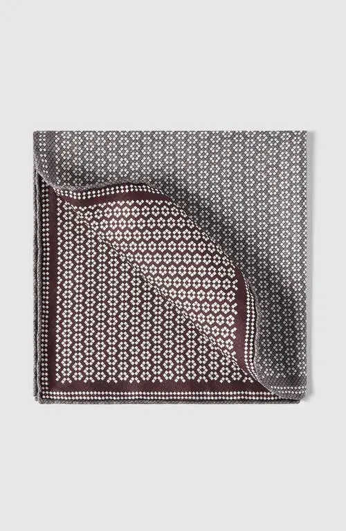 Brunello Cucinelli Silk Geometric Pattern Pocket Square - Grey