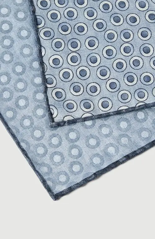 Brunello Cucinelli Spotted Pattern Silk Pocket Square - Cerulean