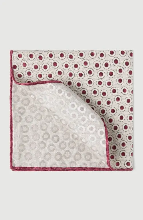 Brunello Cucinelli Spotted Pattern Silk Pocket Square - Cherry