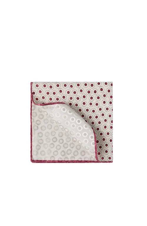 Brunello Cucinelli Spotted Pattern Silk Pocket Square - Cherry