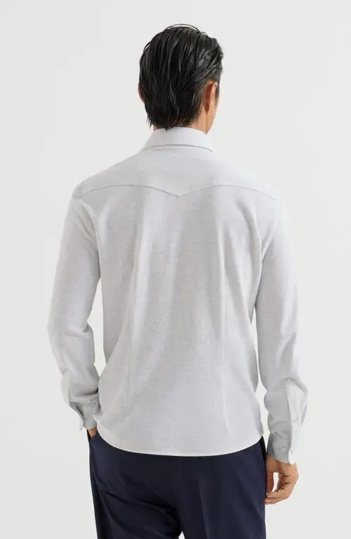 Brunello Cucinelli Cotton Piqué Western Shirt - Pearl
