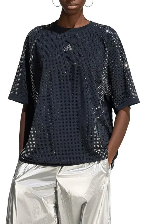 ADIDAS ORIGINALS Teamgeist Oversized Rhinestone T-shirt - Black