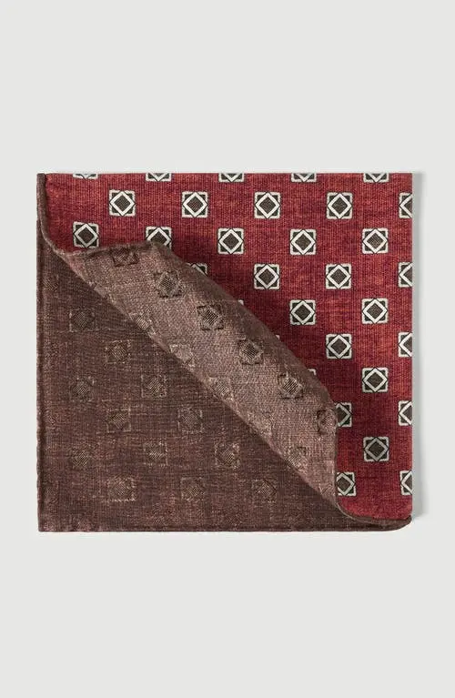 Brunello Cucinelli Silk Geometric Pattern Pocket Square - Burned