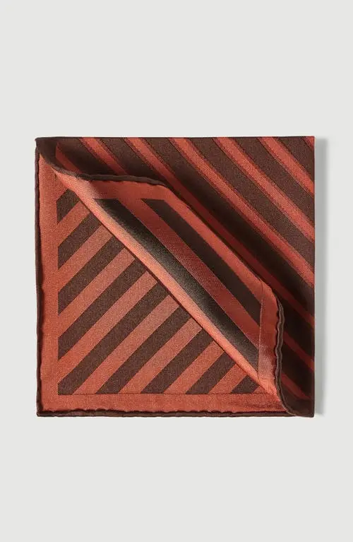 Brunello Cucinelli Regimental Stripe Silk Pocket Square - Burned