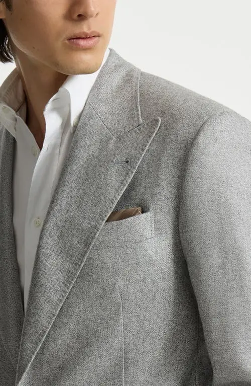 Brunello Cucinelli Regimental Stripe Silk Pocket Square - Grey