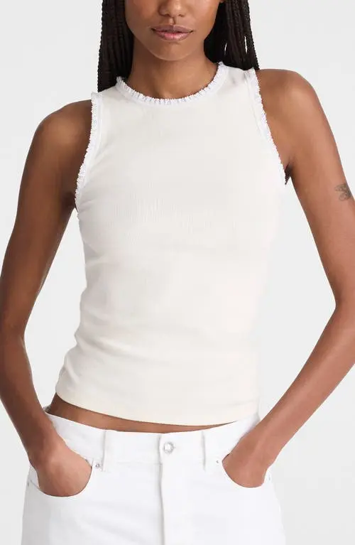 Madewell Lace Trim Rib Tank - Vintage Ivory