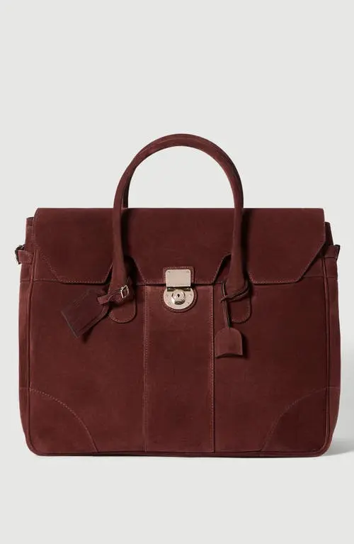 Brunello Cucinelli Suede Boston Bag - Burgundy