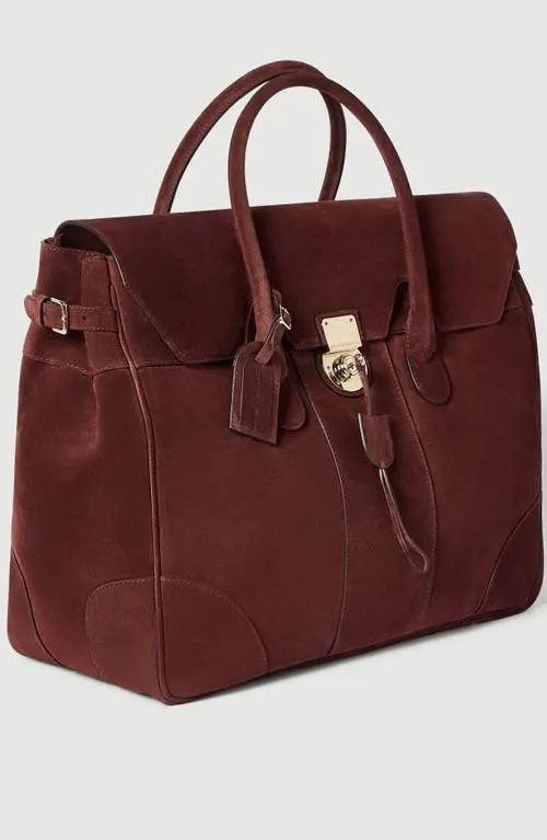 Brunello Cucinelli Suede Boston Bag - Burgundy