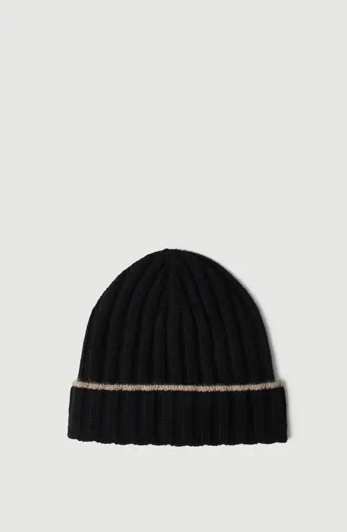 Brunello Cucinelli Cashmere Rib Knit Beanie - Black