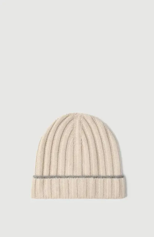 Brunello Cucinelli Cashmere Rib Knit Beanie - Sand