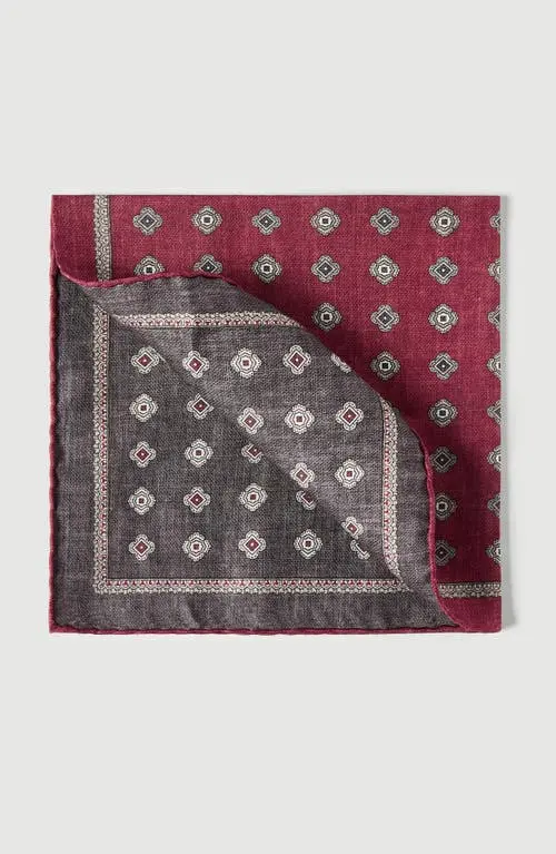 Brunello Cucinelli Silk Pocket Square With Medallion Design - Burned