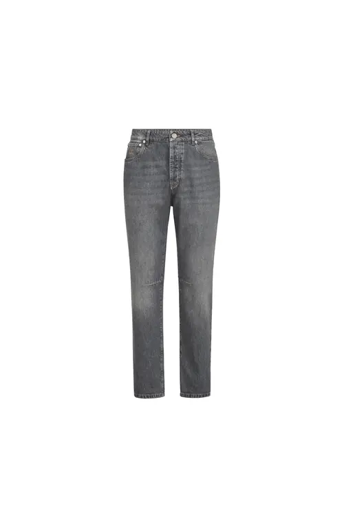 Brunello Cucinelli Greyscale Denim Leisure Fit Five-pocket Trousers