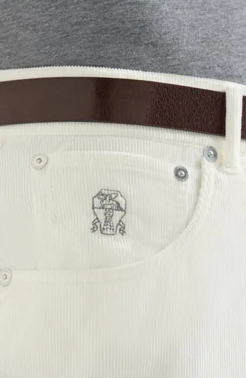 Brunello Cucinelli Garment-dyed Cotton Narrow Wale Corduroy Trousers - Snow
