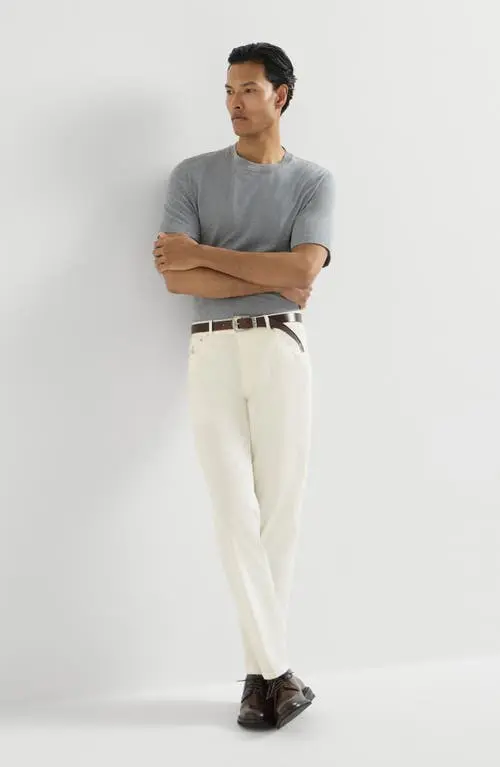 Brunello Cucinelli Garment-dyed Cotton Narrow Wale Corduroy Trousers - Snow