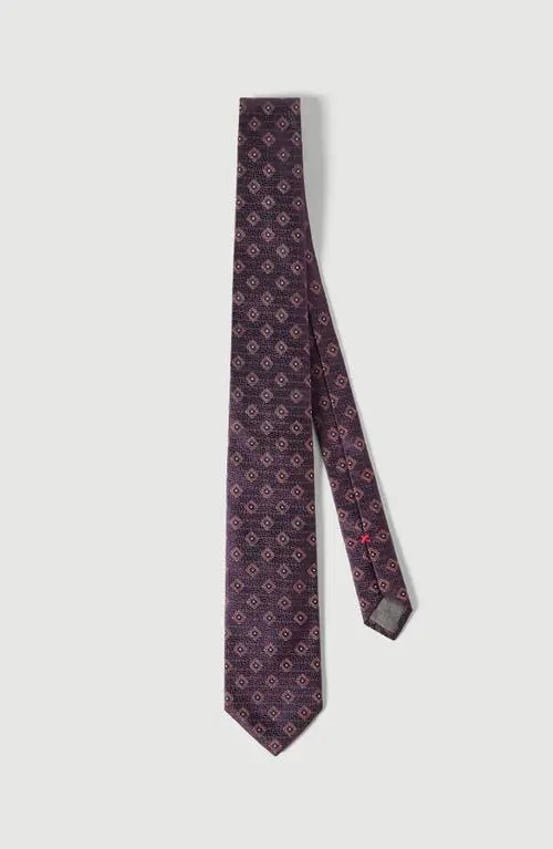 Brunello Cucinelli Silk Geometric Pattern Neck Tie - Purple