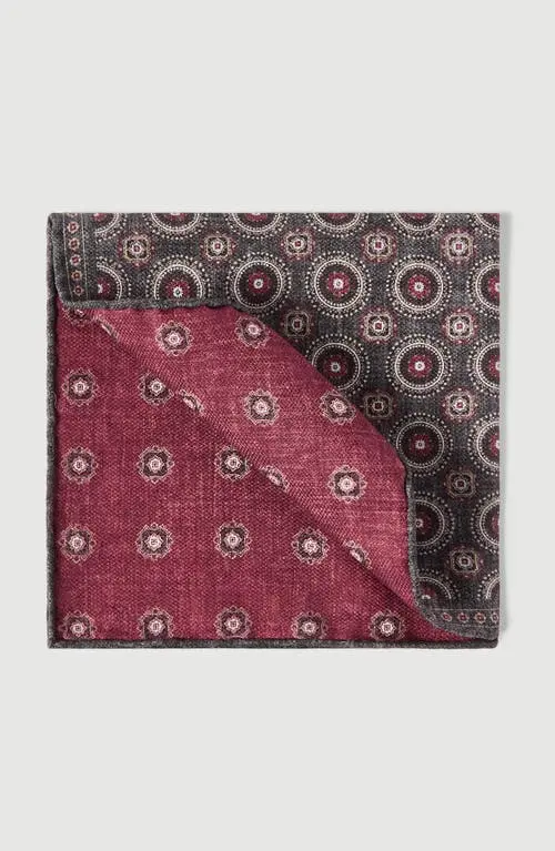 Brunello Cucinelli Silk Pocket Square With Medallion Design - Anthracite