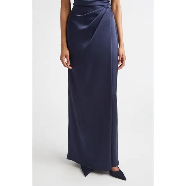 St. John Penelope Liquid Satin Evening Skirt - Midnight