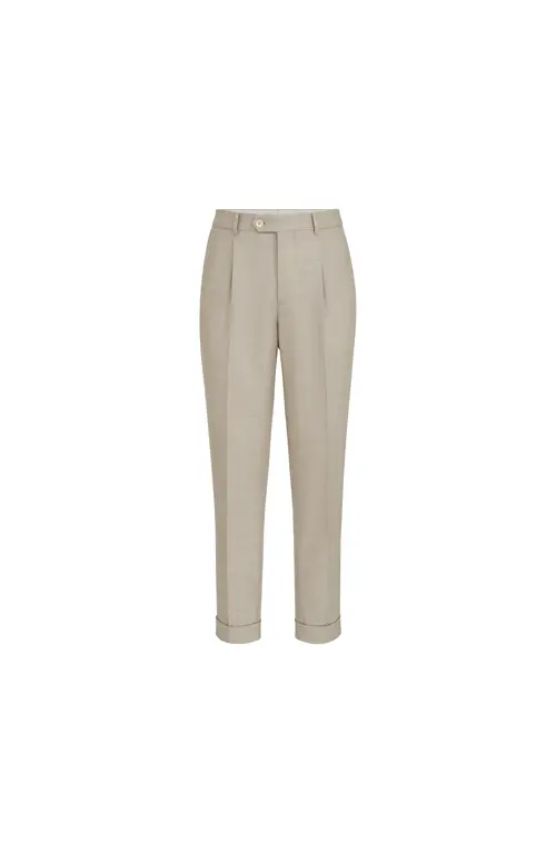 Brunello Cucinelli Virgin Wool Mouliné Twill Pleated Trousers - Grey