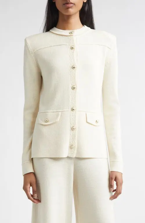 St. John Courtney Legacy Crepe Knit Jacket - Ecru