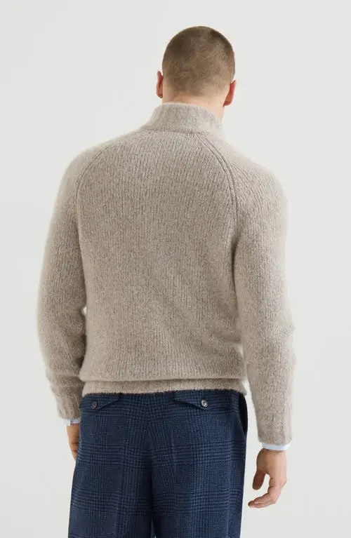 Brunello Cucinelli Cashmere And Silk High-neck Zippered Cardigan - White