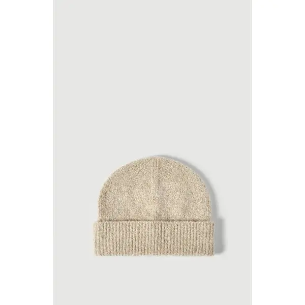 Brunello Cucinelli Ribbed Beanie In Virgin Wool, Silk, And Cashmere - Sand