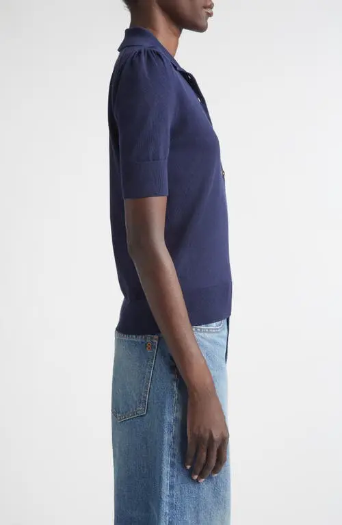 St. John Fallon Silk & Cotton Blend Polo Sweater