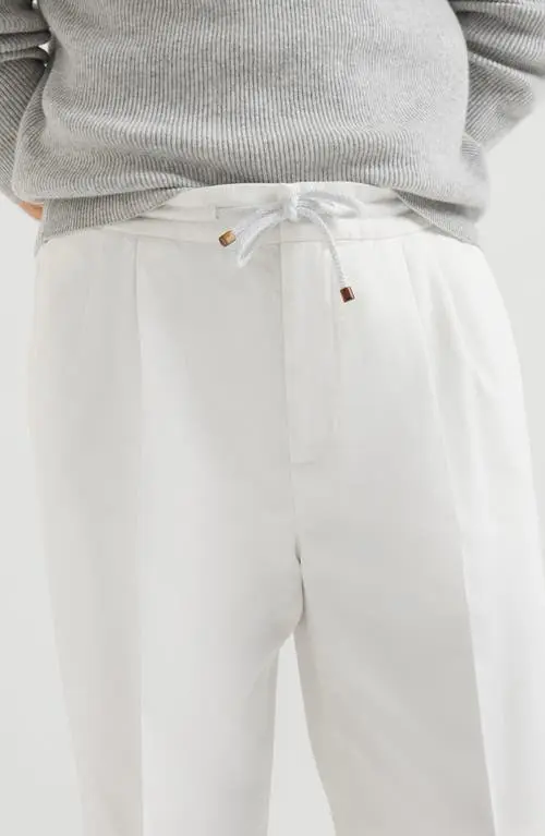 Brunello Cucinelli Garment-dyed Twisted Cotton Gabardine Trousers - Snow