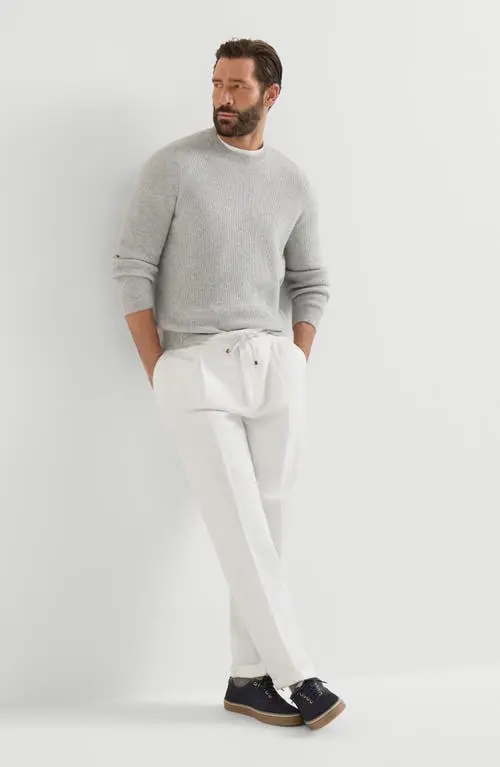 Brunello Cucinelli Garment-dyed Twisted Cotton Gabardine Trousers - Snow