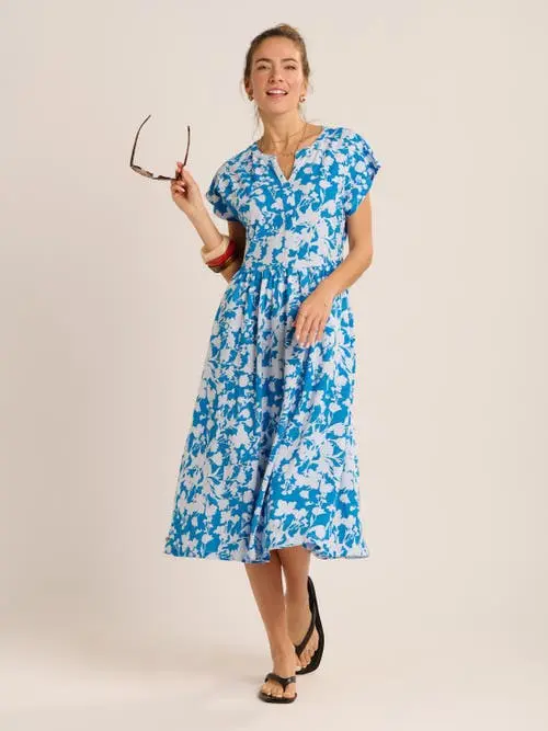 BRAKEBURN Ranieli Floral Print Midi Dress - Blue