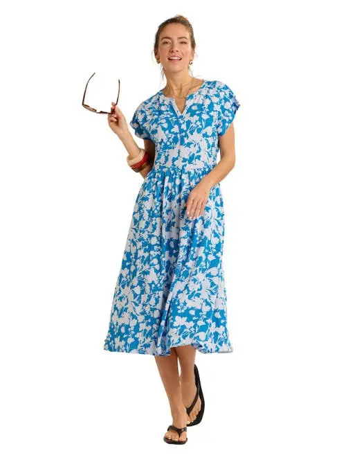 BRAKEBURN Ranieli Floral Print Midi Dress - Blue