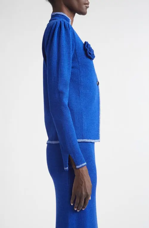 St. John Betsey Rosette Embellished Legacy Crepe Knit Jacket