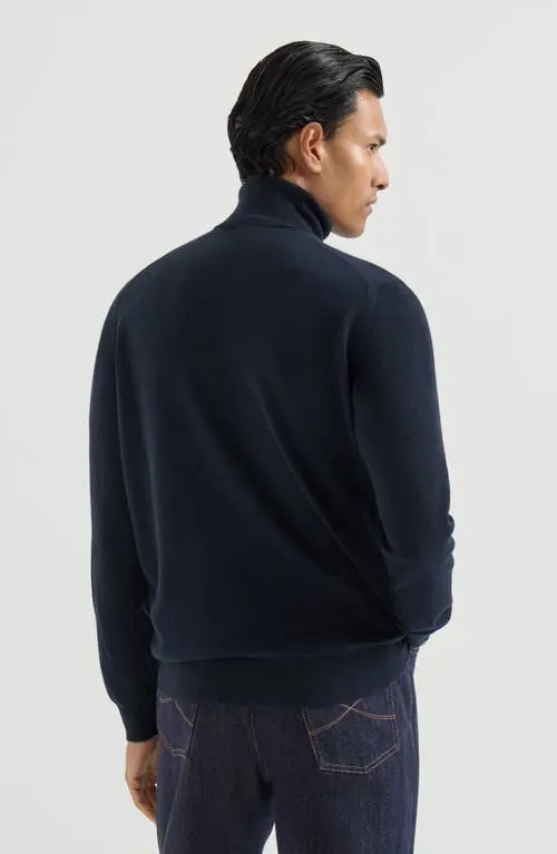 Brunello Cucinelli Cashmere Turtleneck Sweater - Navy Blue