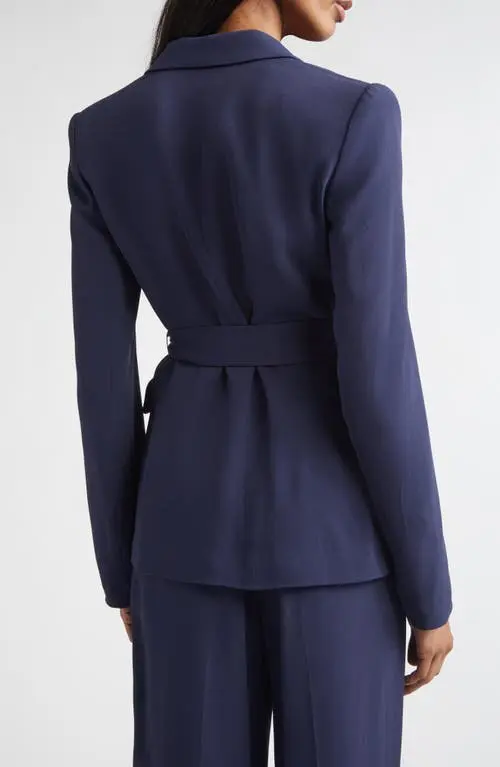 St. John Juliana Belted Lightweight Stretch Cady Wrap Jacket