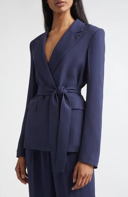 St. John Juliana Belted Lightweight Stretch Cady Wrap Jacket