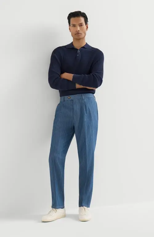 Brunello Cucinelli Lightweight Denimtrousers With Double Pleats